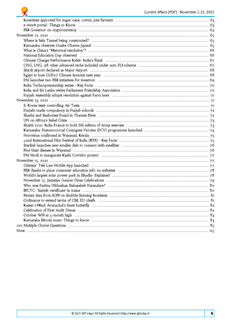 Gk Today-Monthly Current Affairs-Compilation November 2021-English ...